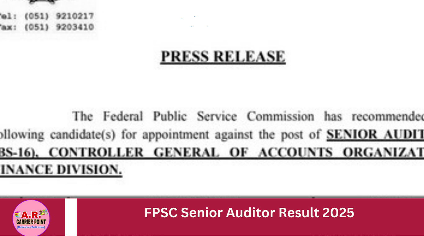 FPSC Senior Auditor Result 2025 - AR Carrier Point