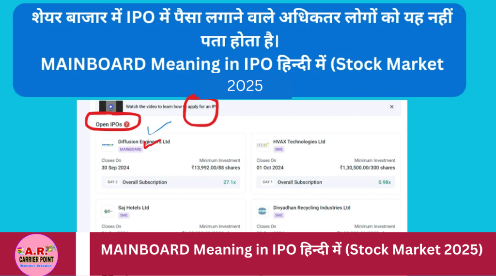 MAINBOARD Meaning in IPO हिन्दी में (Stock Market 2025) - AR Carrier Point